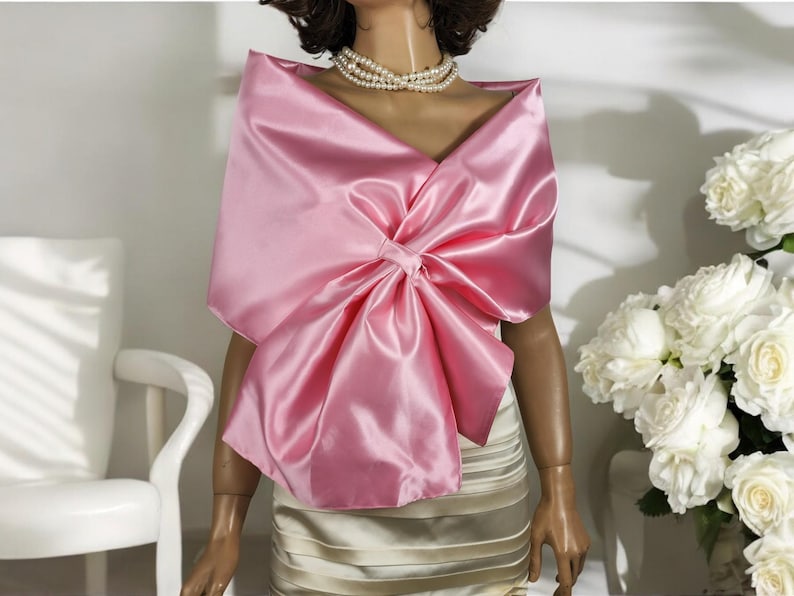 Pink Satin Wedding Wrap: Bridal Bolero Shawl - Etsy