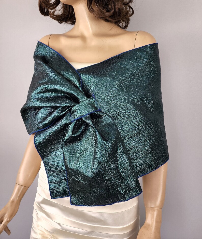 Double Sided Emerald Green Navy Blue Satin Wrap Shawl Dark - Etsy