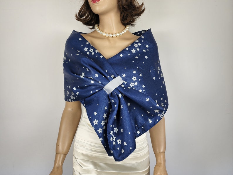 Navy Blue Satin Shawl: Formal Evening Wrap, Mother of the Bride - Etsy