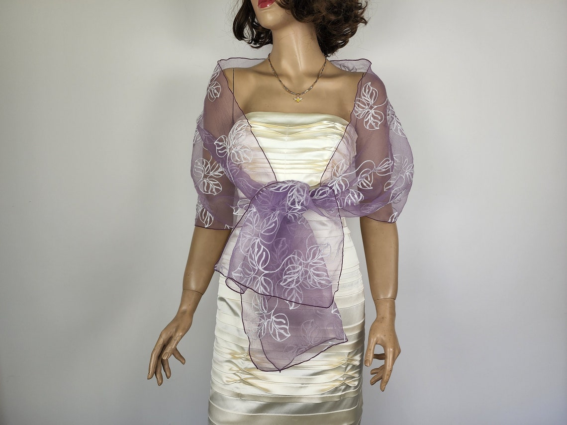 Lilac and White Lavender Pink Tulle Wrap Shawl, Elegant Wedding Shrug ...