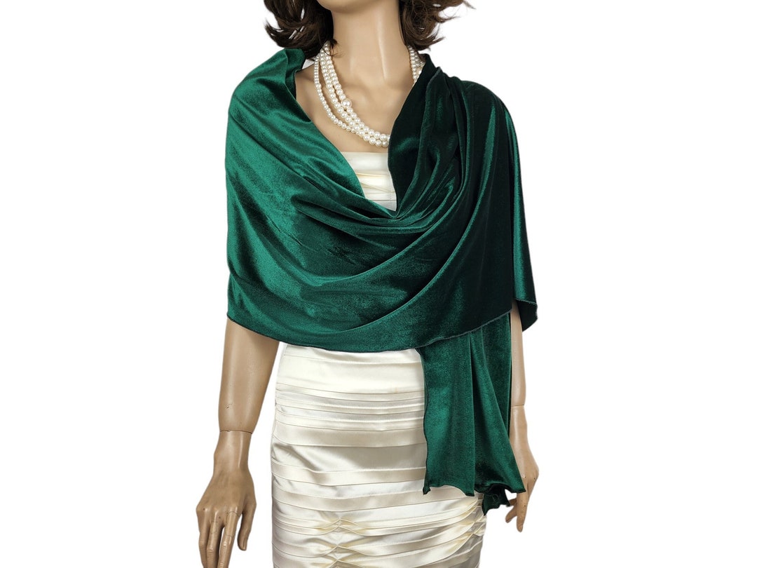 Velvet Emerald Green Occassion Shawl, Velvet Green Evening Wrap, Velvet ...