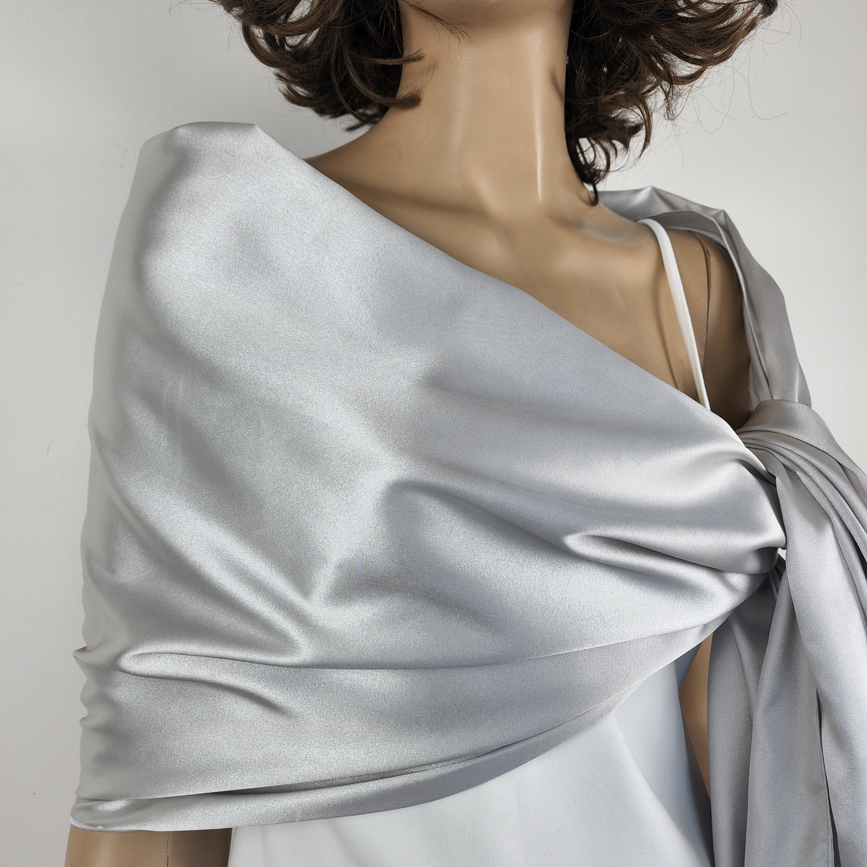 Oversized Silver Gray Satin Wrap Shawl Formal Evening Cover-up - Etsy