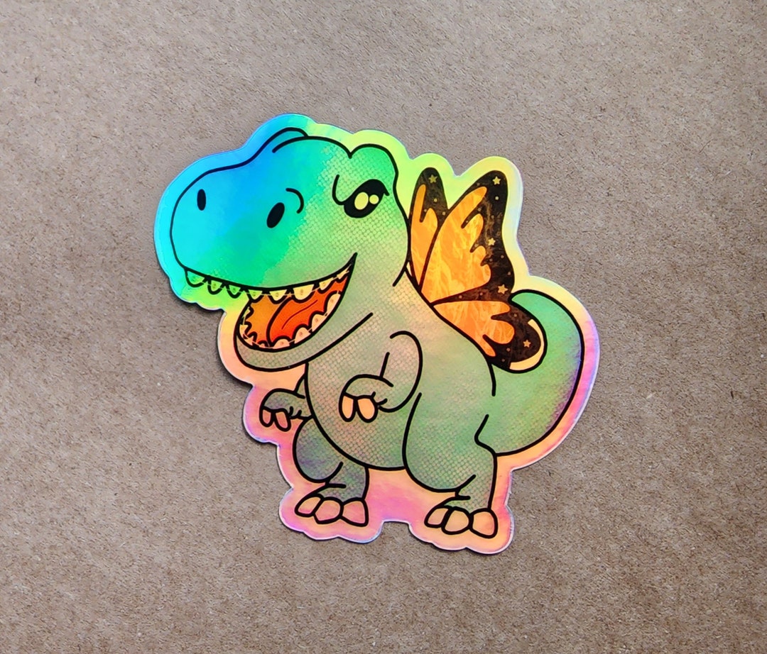Nerdy Dino Holographic Sticker - Etsy