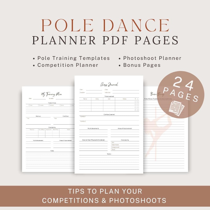 Pole Dance Planner Printable Pole Training Journal PDF Templates - Etsy UK