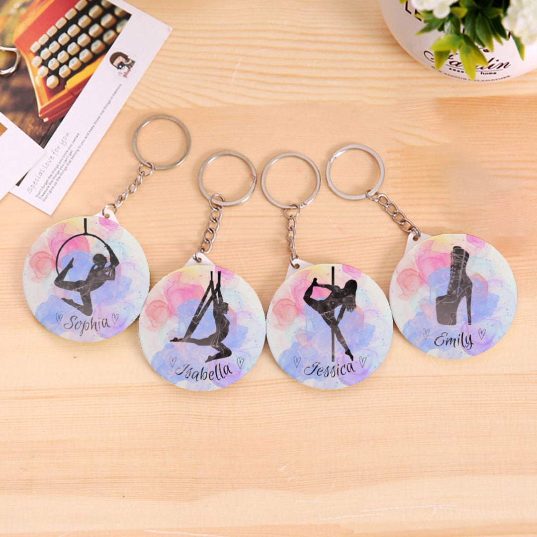 Personalized Pole Dance Keychain Custom Name Aerialist Keyring Gift for ...