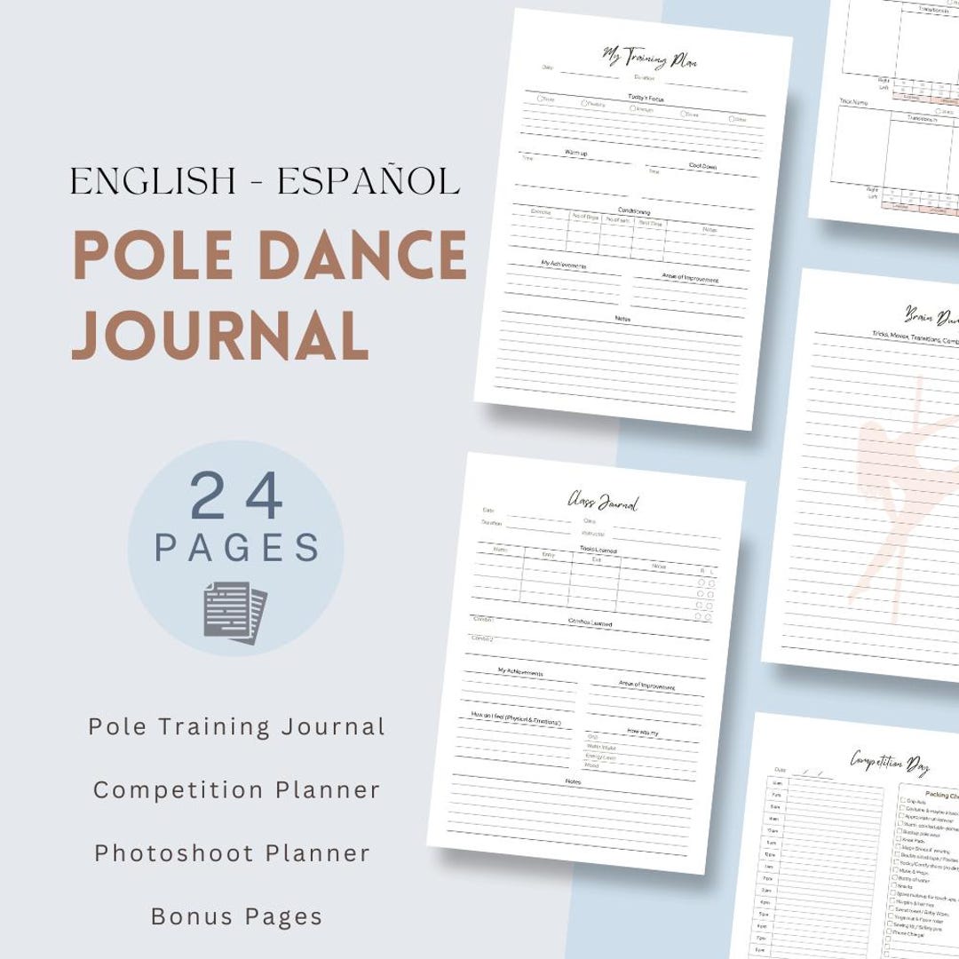 Pole Dance Journal Printable Pole Dancer Planner Available in English ...
