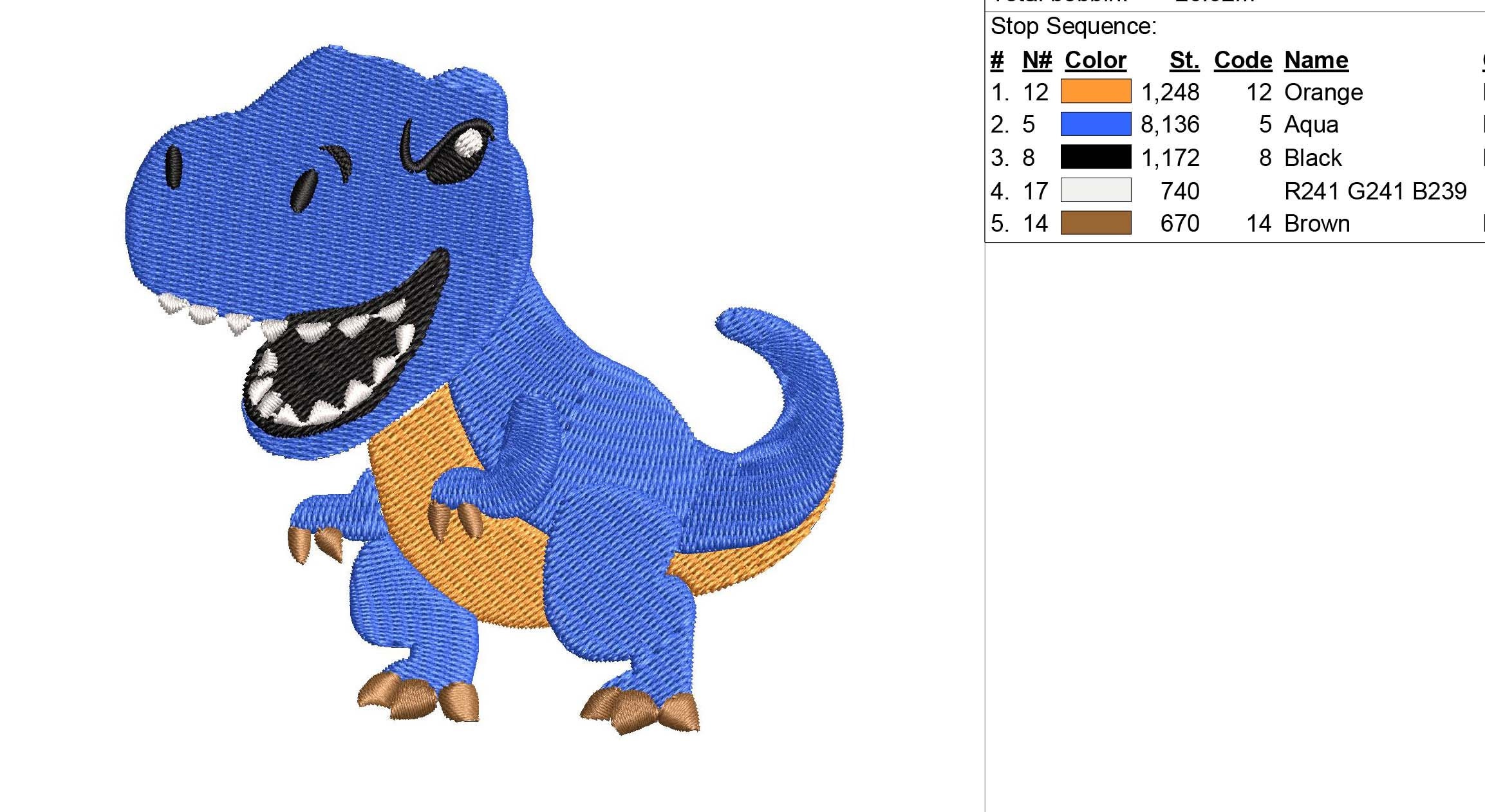 Cute Dinosaurs Digital Embroidery Design File, T-rex Embroidery, Direct ...