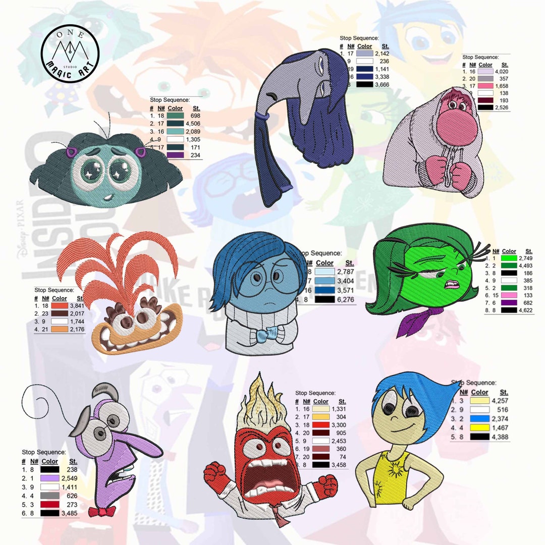 Cute Kawaii Machine Embroidery Pattern Digital Design All 9 Emotion ...