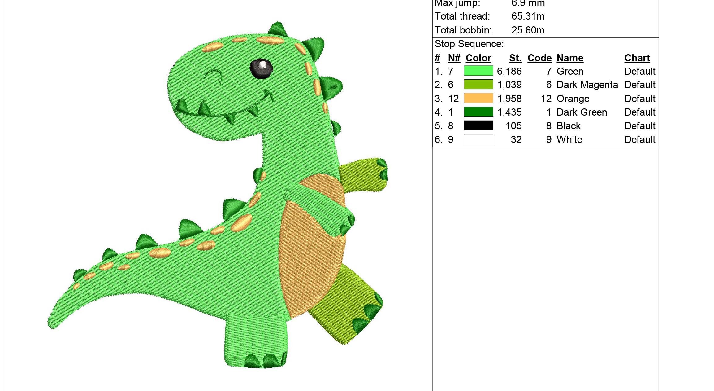 Cute Dinosaurs Digital Embroidery Design File, T-rex Embroidery, Direct ...