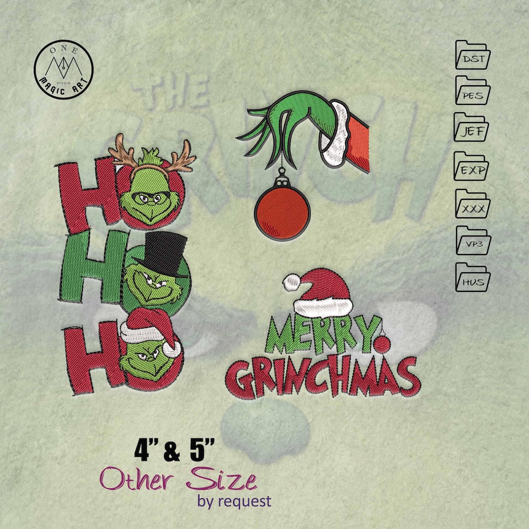 Cute Christmas Theme the Grinch Character Digital Embroidery Design ...