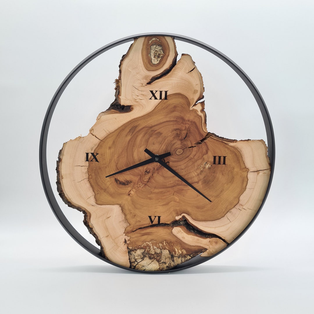 Exclusive Wall Clock, Ring Clock, Applewood - Real Wood & Handcrafted ...