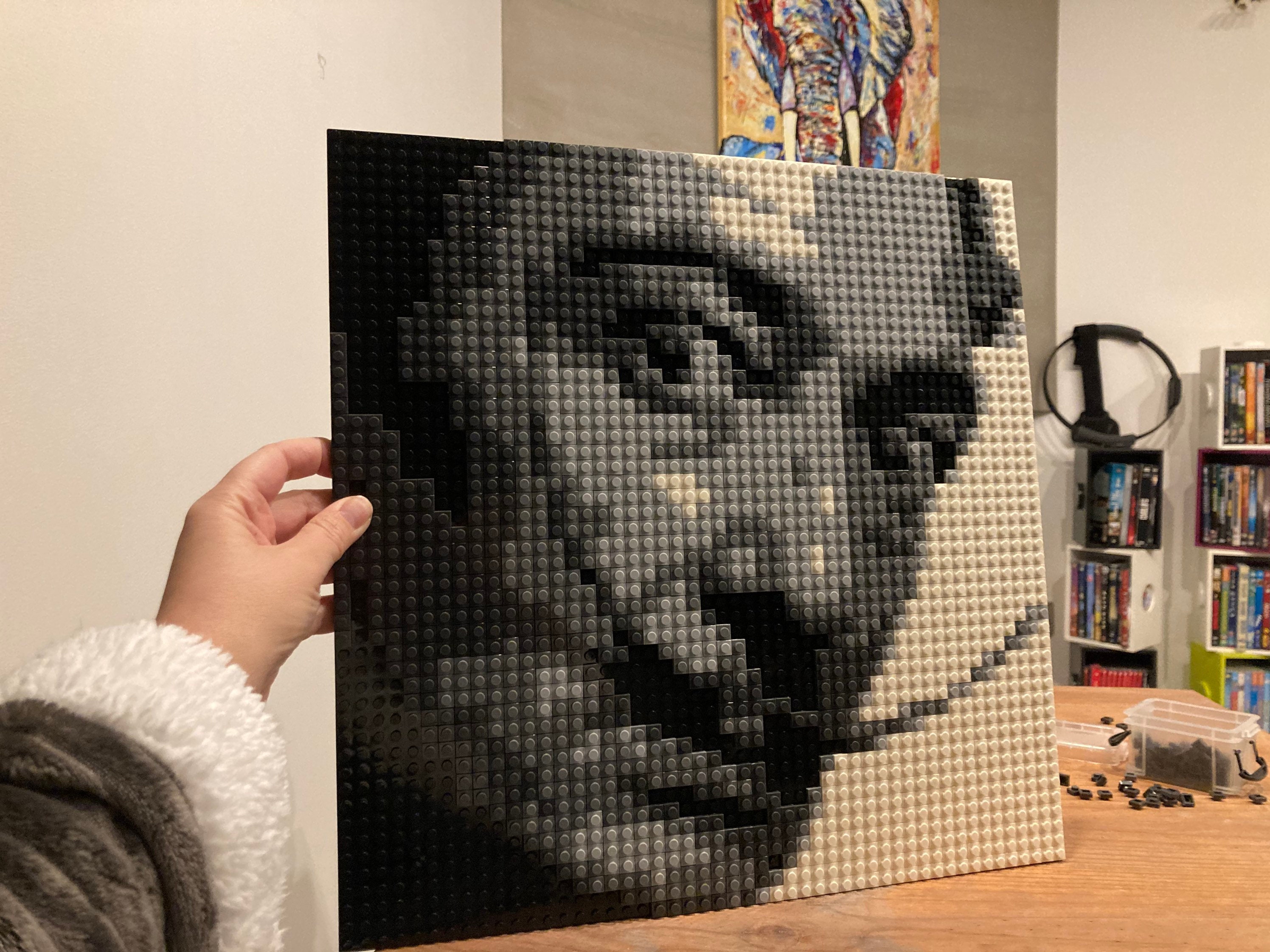 Portrait of Salvador Dali in Pixelart Type Lego 2500 Pieces in Black ...