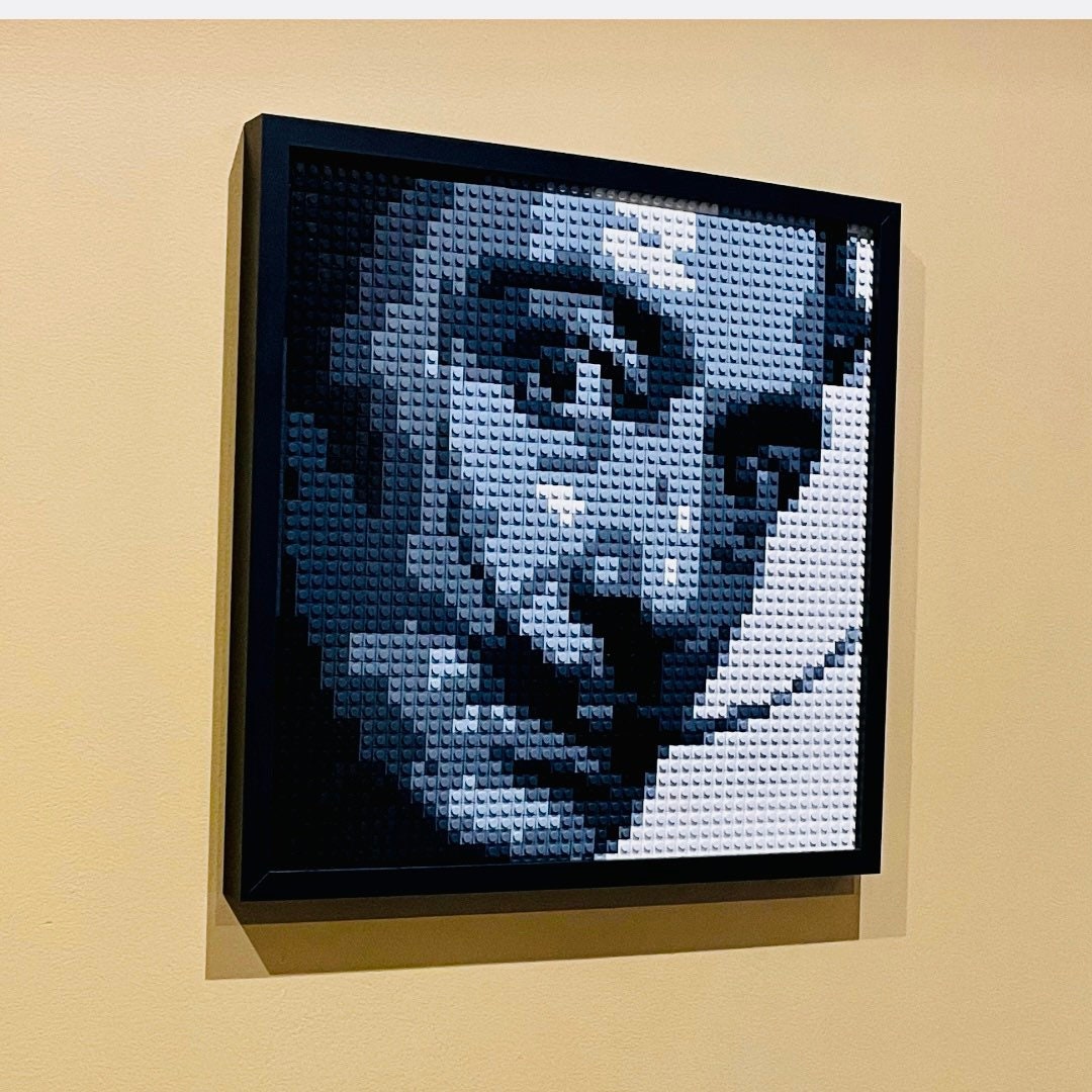 Portrait of Salvador Dali in Pixelart Type Lego 2500 Pieces in Black ...