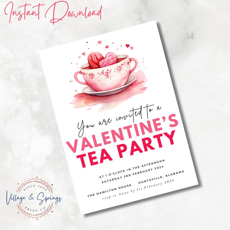Valentines Tea Party Invitation, Galentines Tea Party Invite, Editable ...
