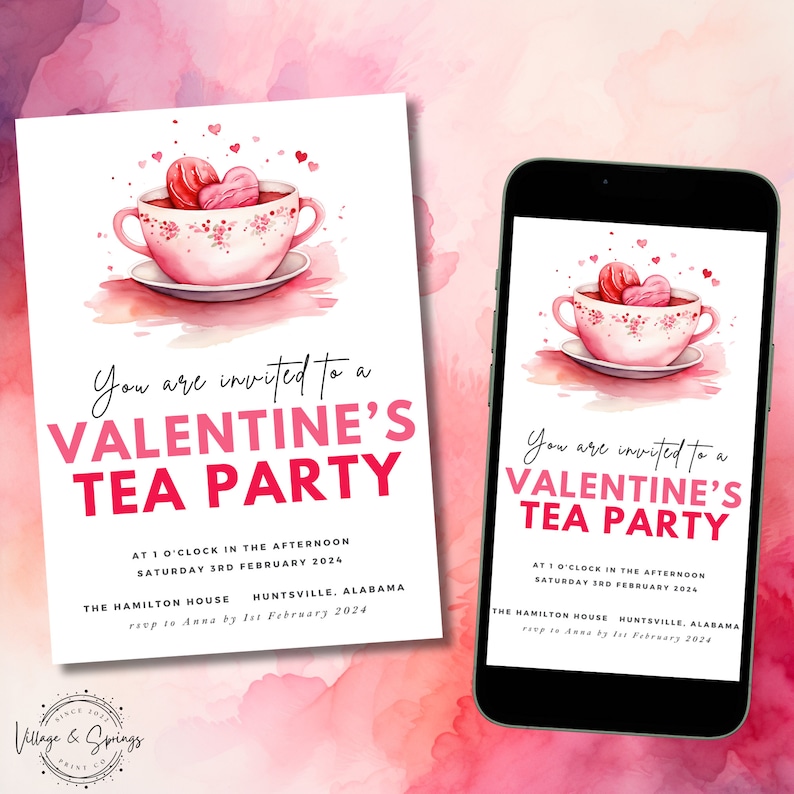 Valentines Tea Party Invitation, Galentines Tea Party Invite, Editable ...