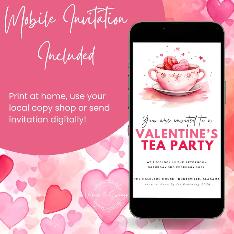 Valentines Tea Party Invitation, Galentines Tea Party Invite, Editable ...