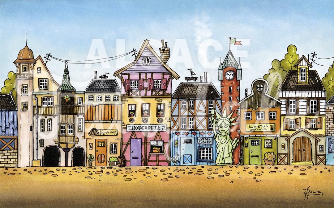 Colmar Illustration - Alsace Poster A4, Postcard A5, A6 - Home ...