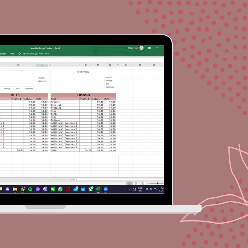 Monthly Budget Tracker Template Microsoft Excel - Etsy