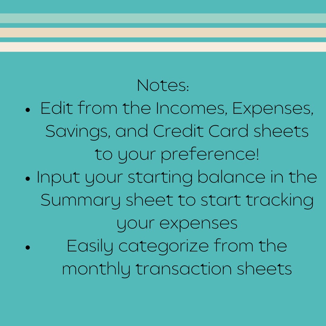 Yearly Budget Template - Beach Color Palette - Etsy