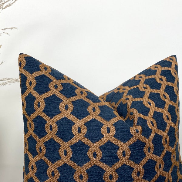Navy Orange Pillow - Etsy