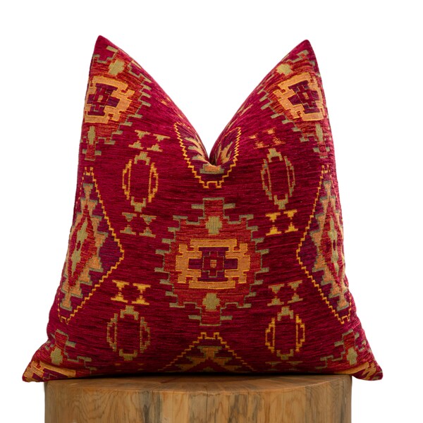 Red Geometric Pillow - Etsy