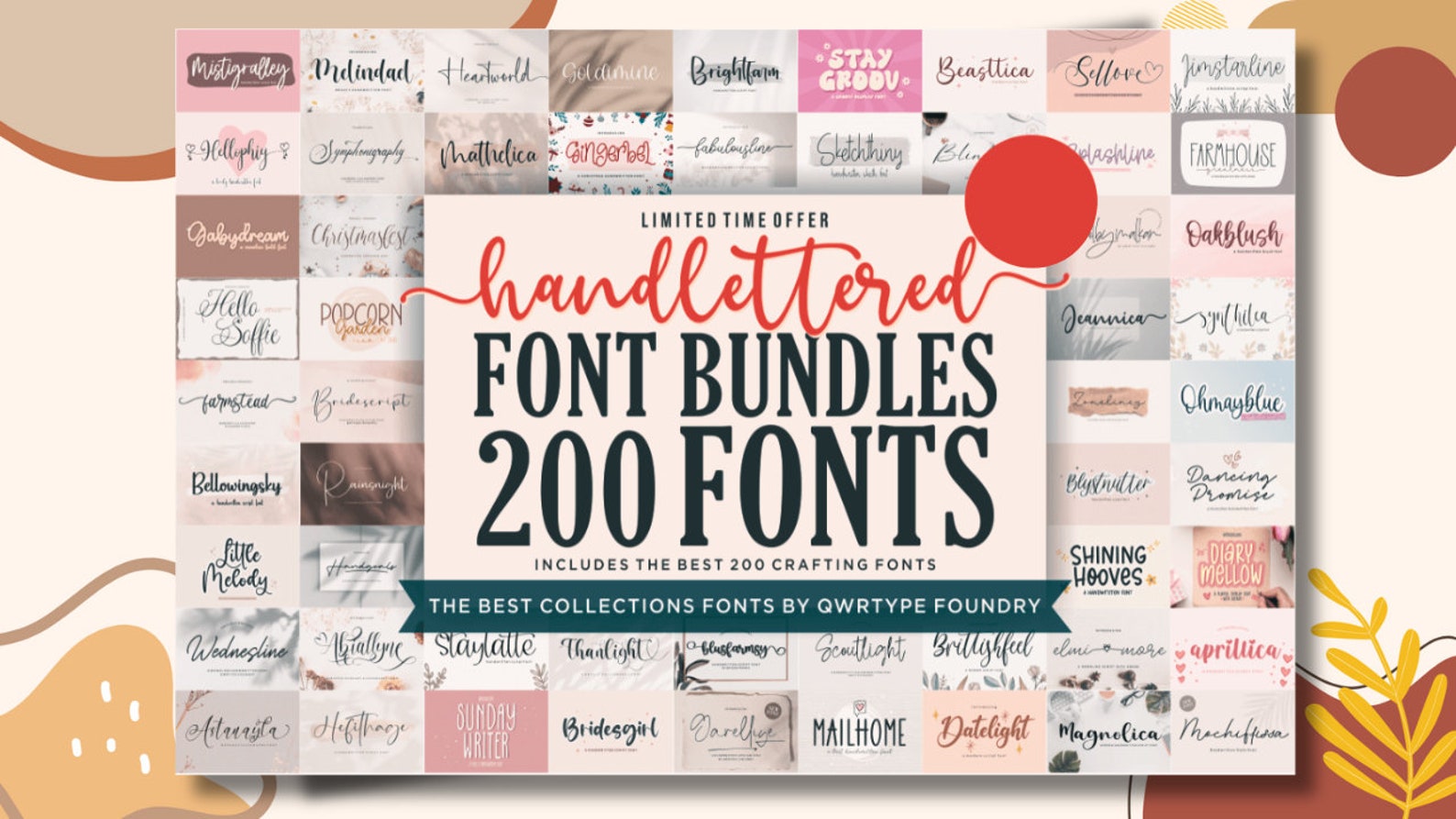 Hand Lettered Font Bundle procreate Prints Vintage Canva Fonts Cricut ...