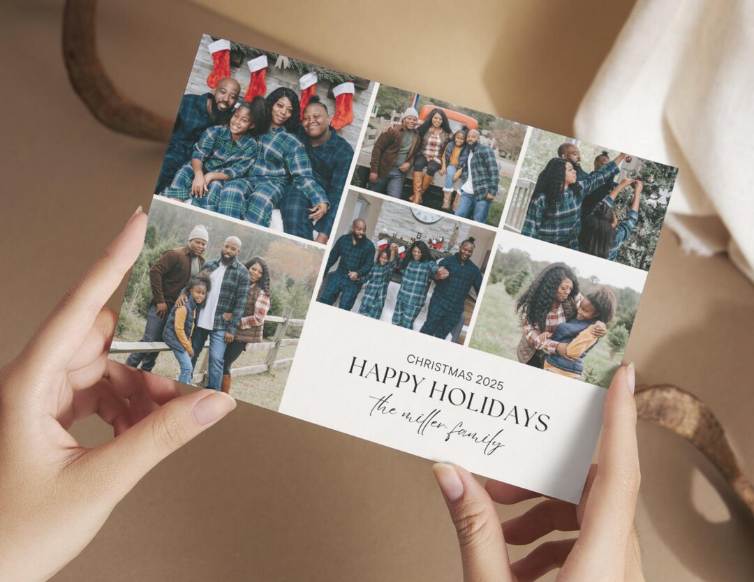 Custom Photo Christmas Card MAGNET: Boho Holiday Card - Etsy
