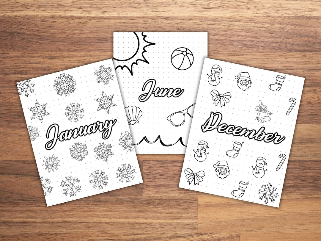 12 Monthly Cover Pages A5 Journal Monthly Title Page Template Monthly ...