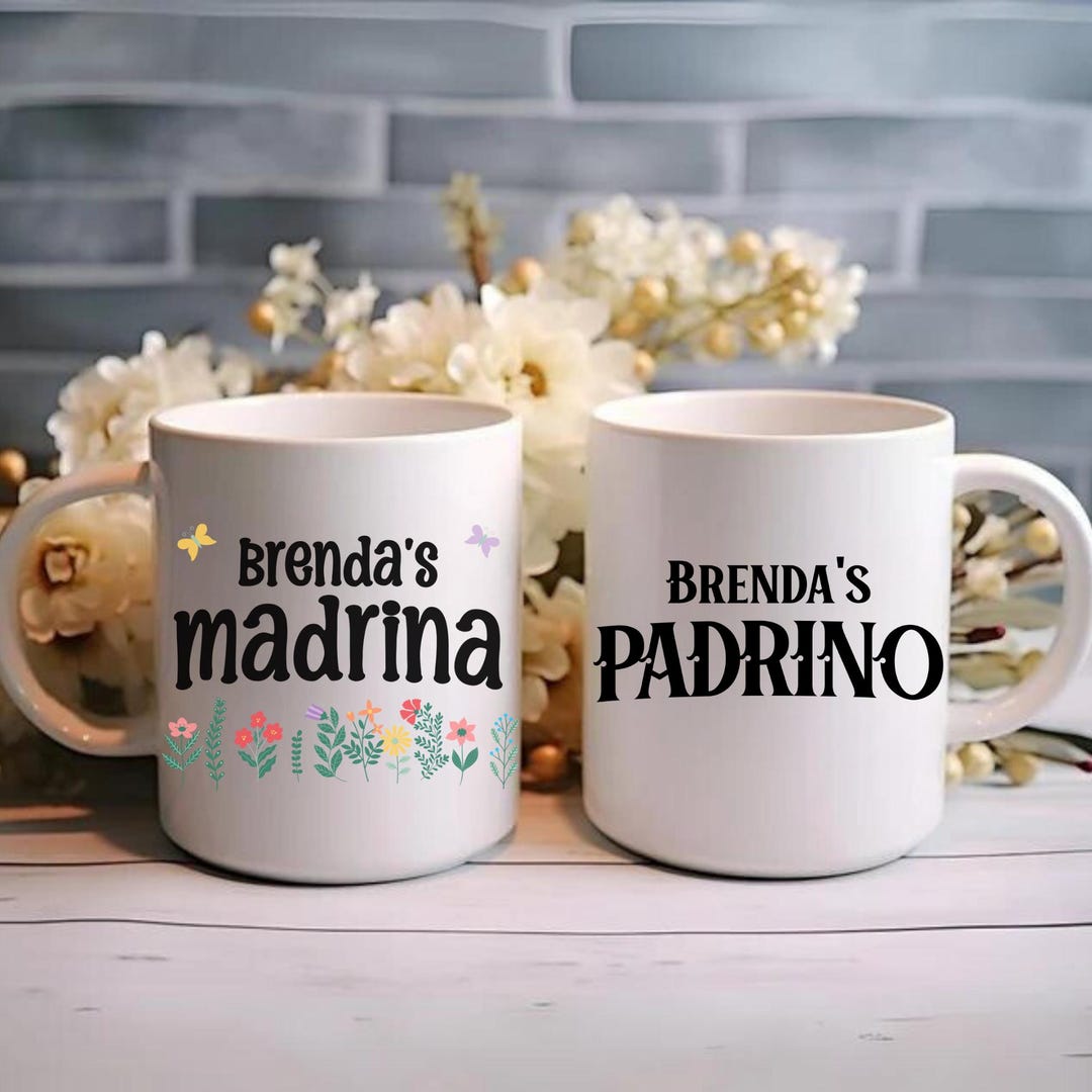 Madrina Proposal Gift Custom Mug With Name for Nina Godmother Floral ...