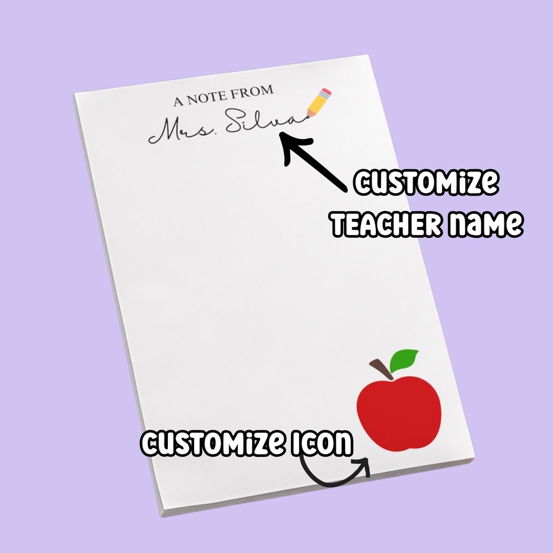 Custom Teacher Gift Staff Appreciation Present Notepad for Preschool ...