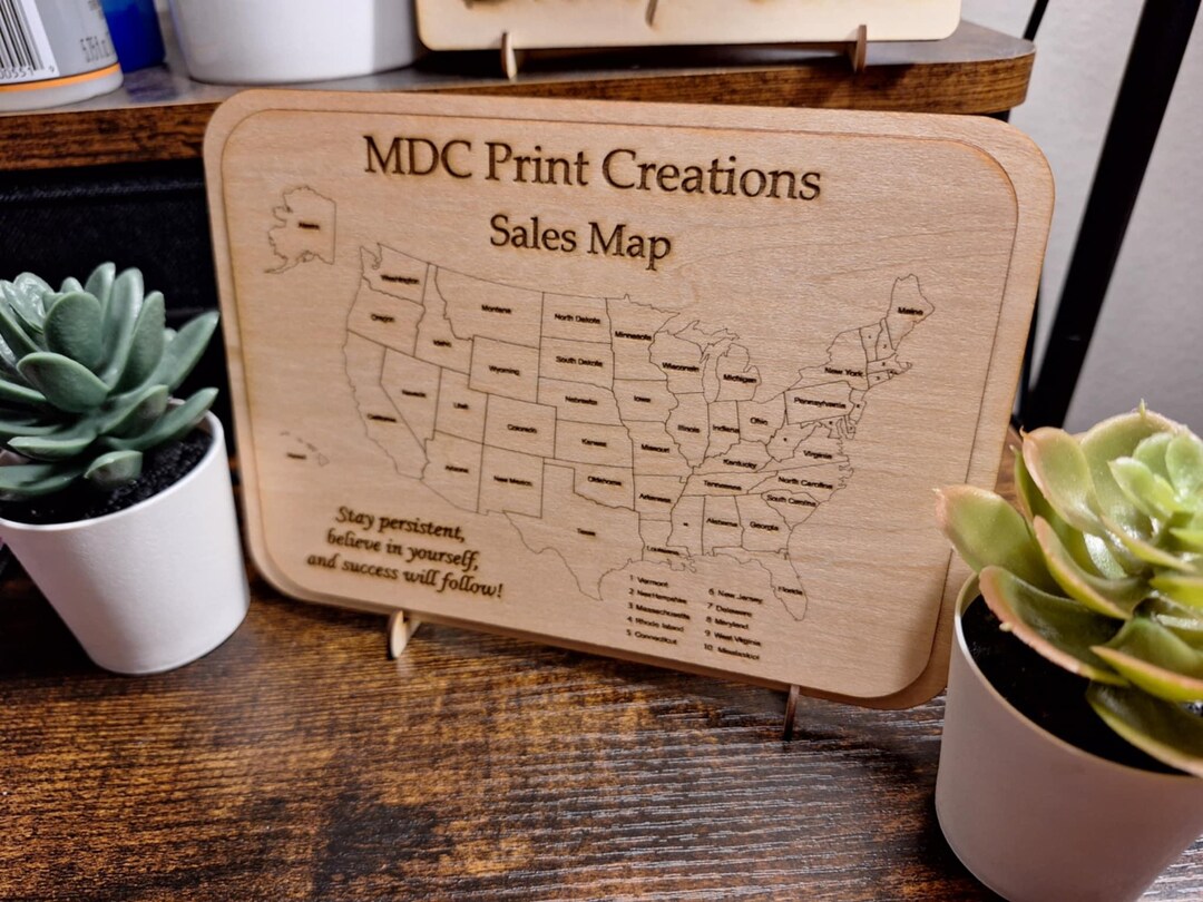Custom Wood Sales Map: Small Business Gift With Personalized Logo - Etsy