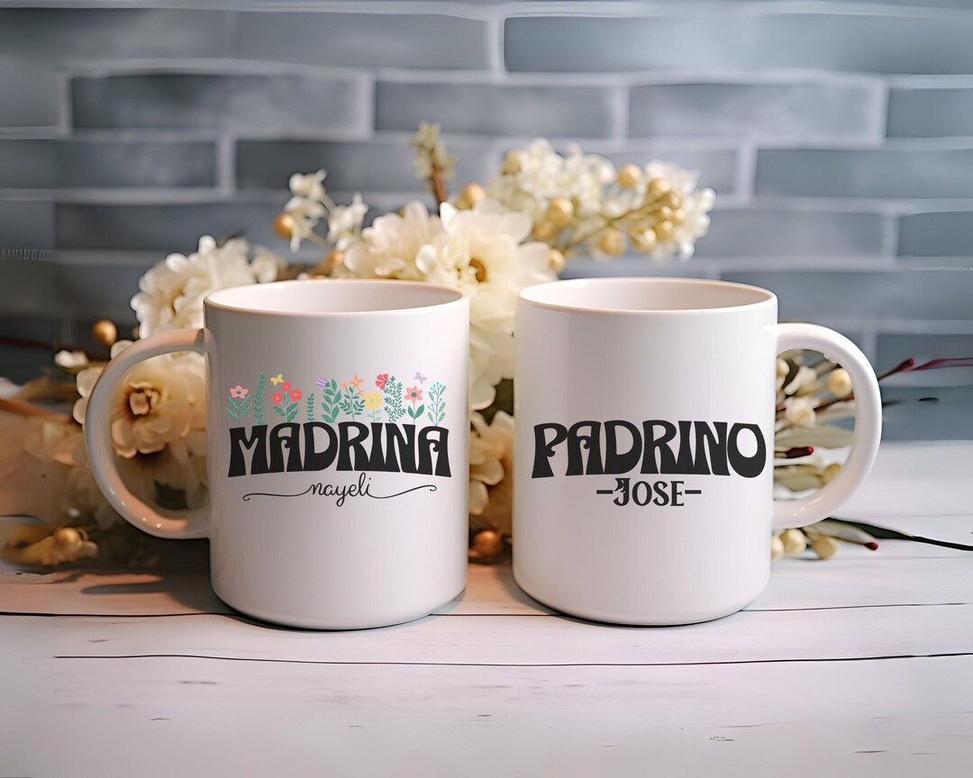 Madrina and Padrino Proposal Gift Custom Name SET of 2 Mugs With Name ...