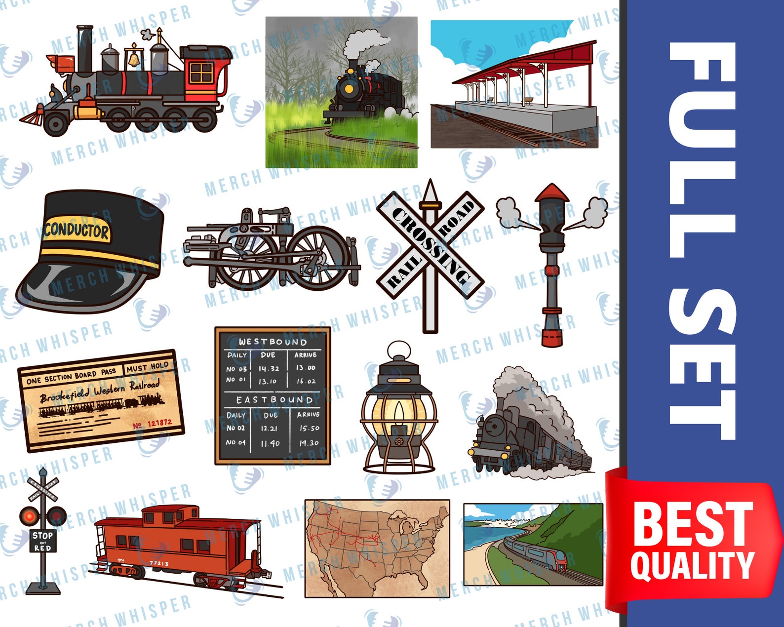 Railroad SVG Bundle for Shirts // Train PNG Sublimation Files ...