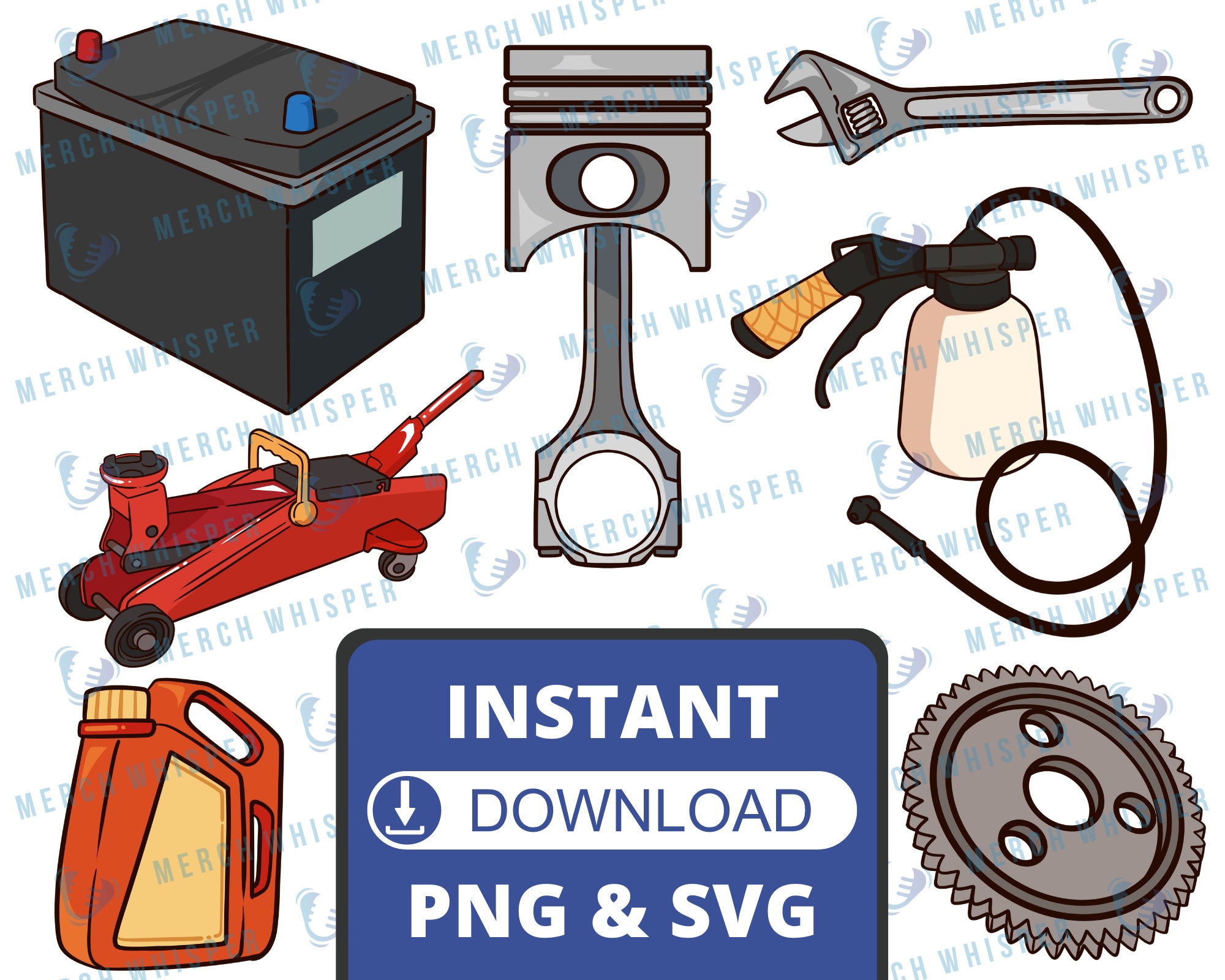Car Mechanic SVG Bundle for Shirts // Car Parts PNG Sublimation Files ...