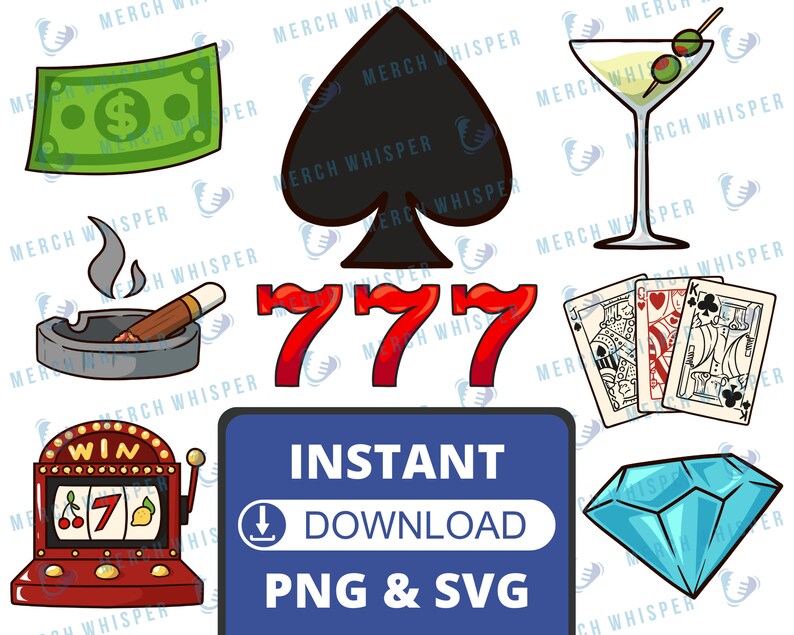 16 Casino SVG Files Gambling PNG Digital Download Poker - Etsy