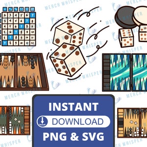 Backgammon SVG Bundle for Shirts // Board Game PNG Sublimation Files ...