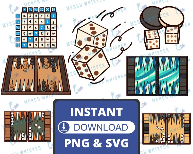 Backgammon SVG Bundle for Shirts // Board Game PNG Sublimation Files ...