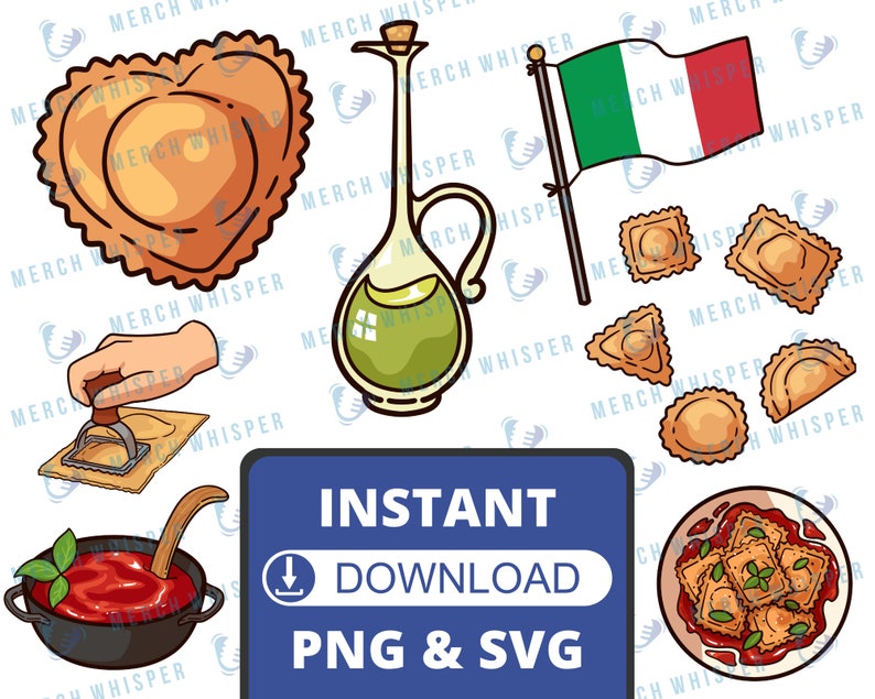 Ravioli SVG Bundle for Shirts // Cooking PNG Sublimation Files ...