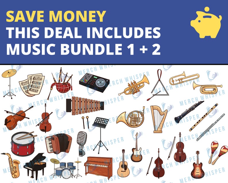 30 Instruments SVG, Vector Bundle, Music PNG Designs, Printable ...