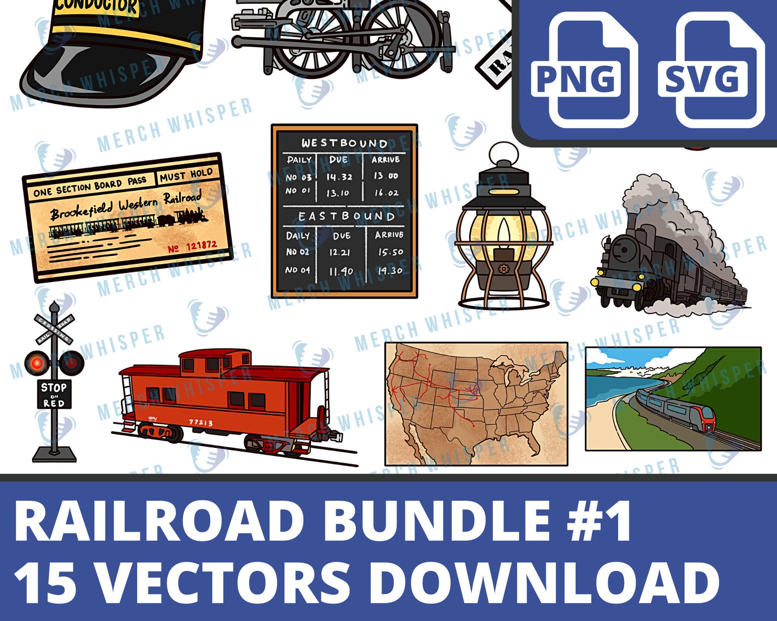 Railroad SVG Bundle for Shirts // Train PNG Sublimation Files ...