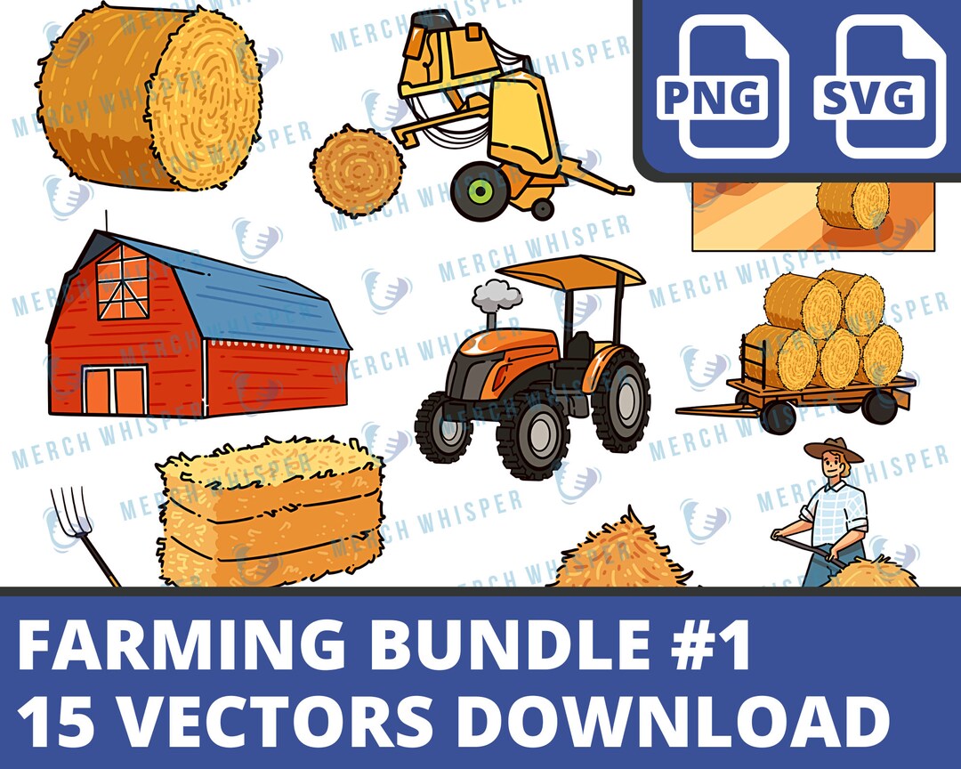 Farming SVG Bundle for Shirts // Hay Bales PNG Sublimation Files ...