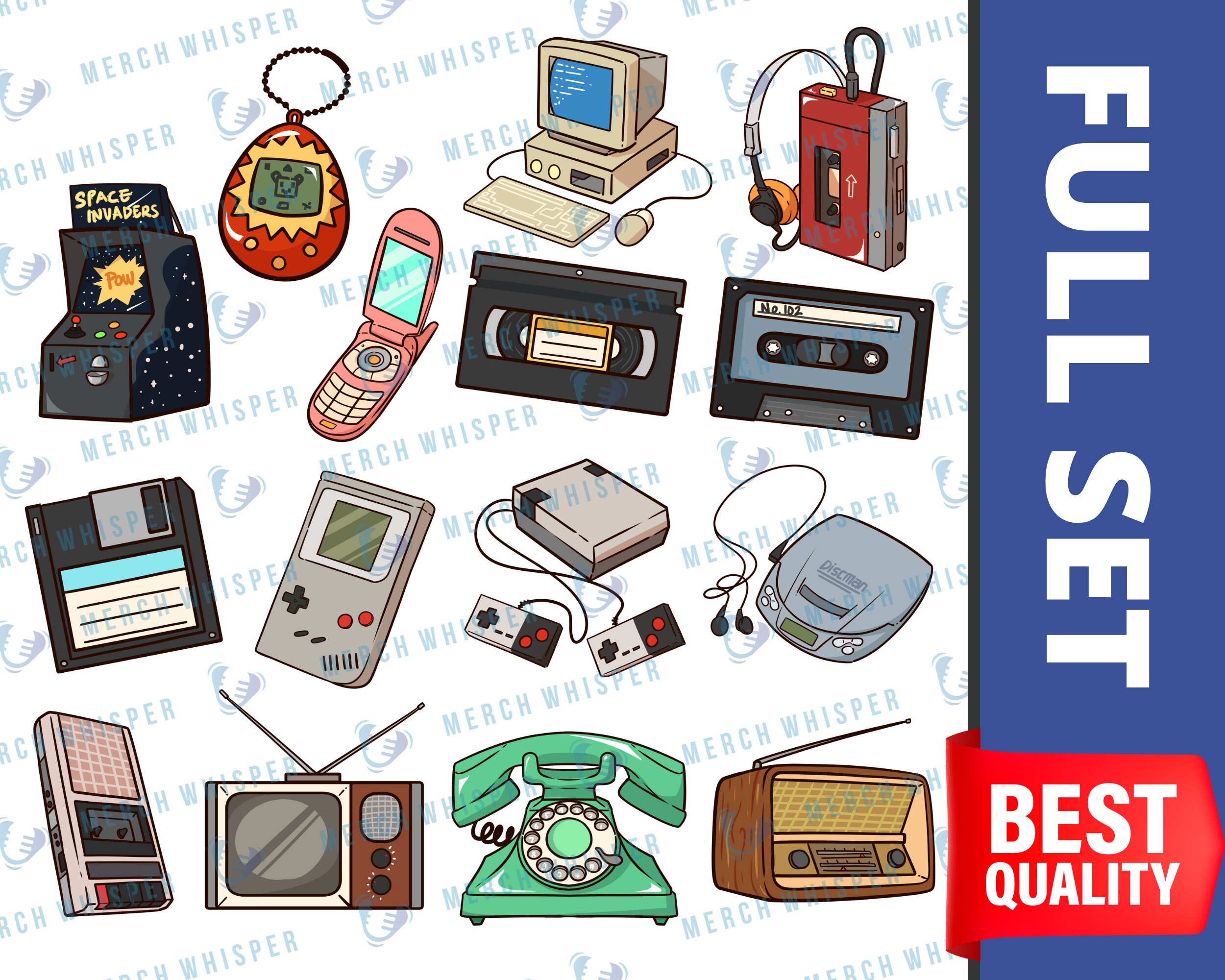 Retro Technology SVG Bundle for Shirts // 80s Electronics PNG ...