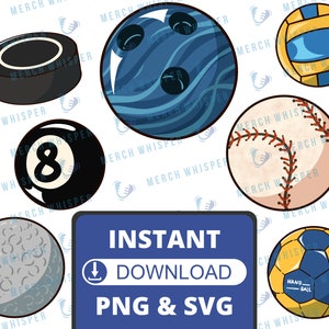 15 Sports Balls Clipart Bundle, Soccer Ball PNG File, Football Ball SVG ...