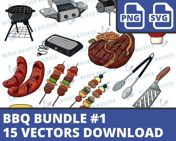 15 Barbeque SVG Bundle BBQ PNG Grilling Clipart Meat Smoker | Etsy
