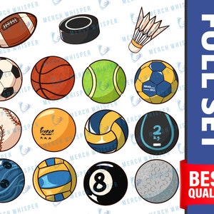 15 Sports Balls Clipart Bundle, Soccer Ball PNG File, Football Ball SVG ...