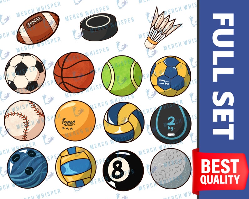 15 Sports Balls Clipart Bundle, Soccer Ball PNG File, Football Ball SVG ...