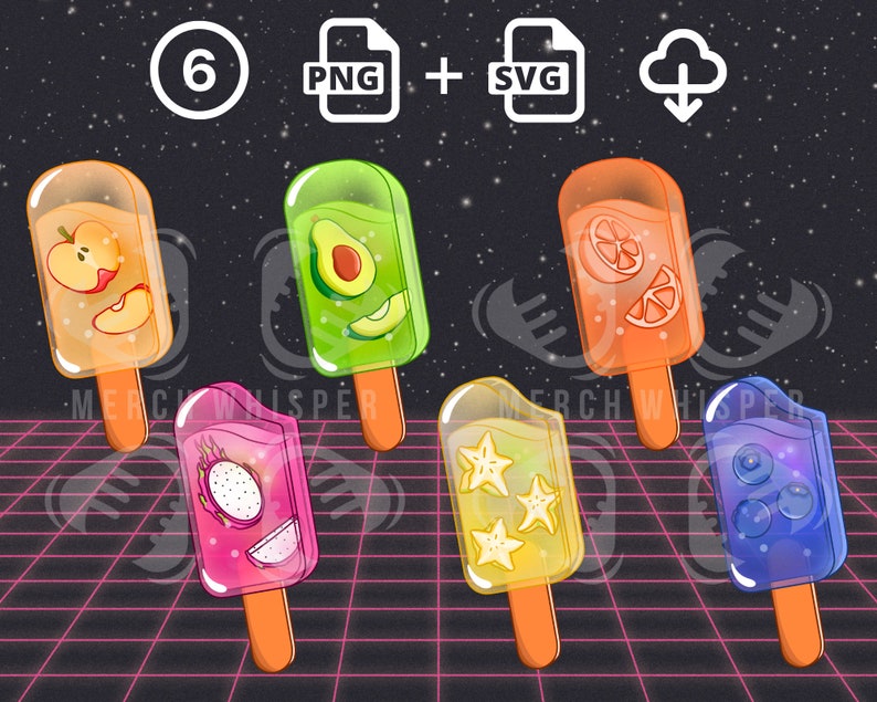 6 Ice Pop SVG Bundle, Fruit Popsicle Sublimation Design, Summer Ice ...