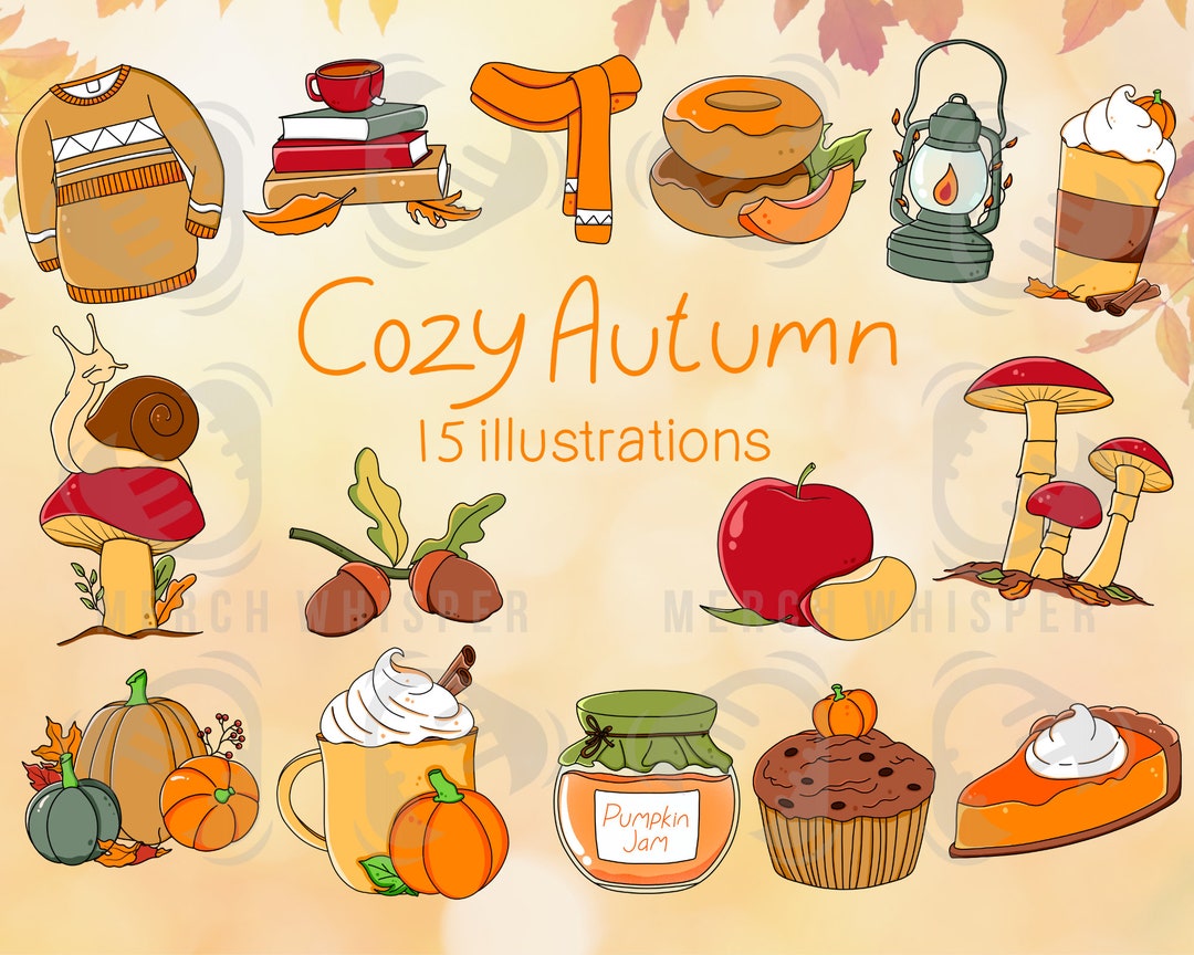 Cozy Autumn Clipart Bundle, 15 Fall SVG Files for Sublimation ...