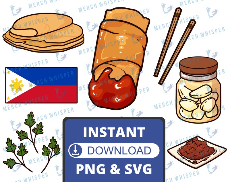 Spring Rolls SVG Bundle for Shirts // Lumpia PNG Sublimation Files ...