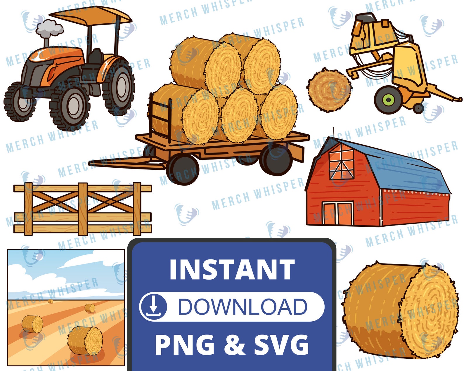 Farming SVG Bundle for Shirts // Hay Bales PNG Sublimation Files ...